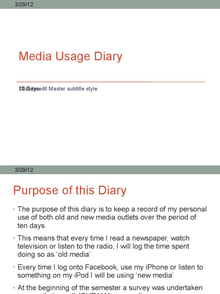 Media Usage Diary: 10-Day Analysis | PDF | New Media | News Media