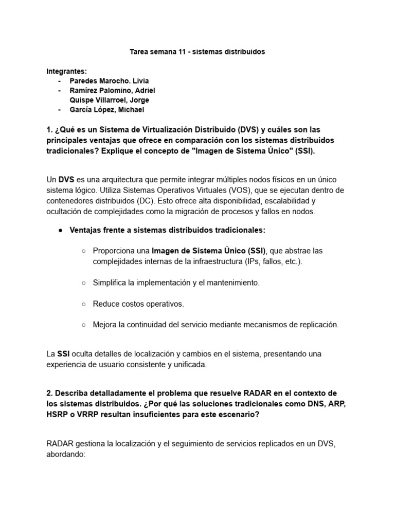 Tarea Semana 11 - Sistemas Distribuidos | PDF | Computación distribuída | Servidor (Computación)