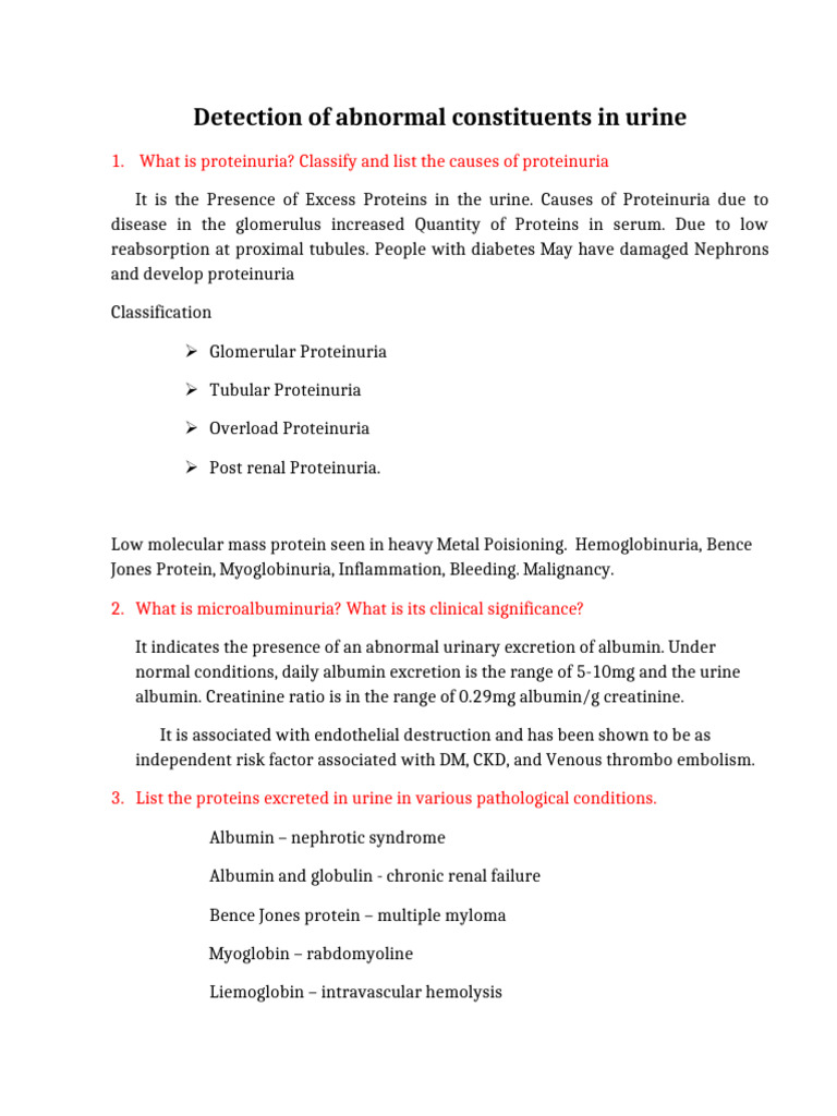 Abnormal Urine Constituents and Conditions | PDF | Bile | Medical ...