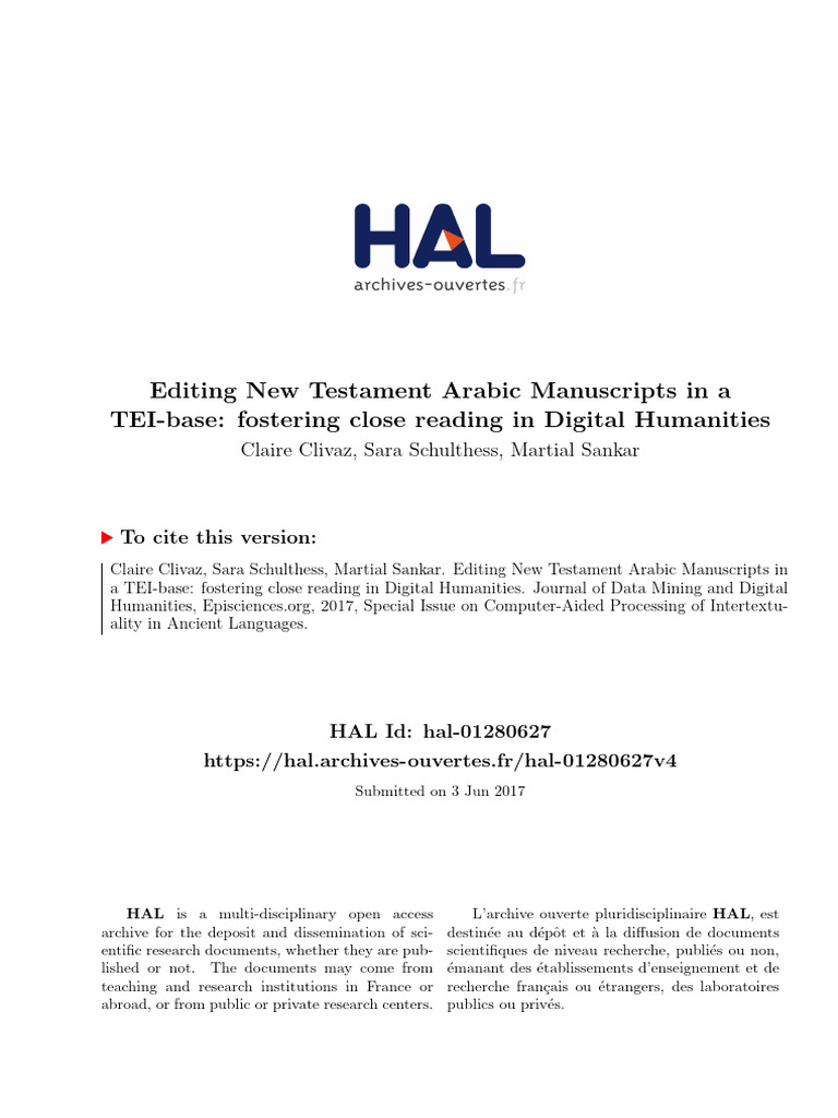 Hal-01280627 Arabic Manuscrip | PDF | Bible | New Testament