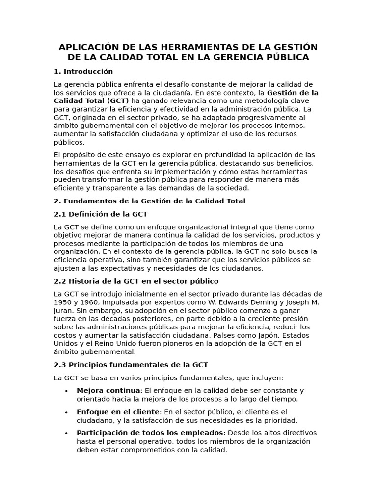 GCT en la Gerencia Pública: Herramientas y Beneficios | PDF | Gestión ...