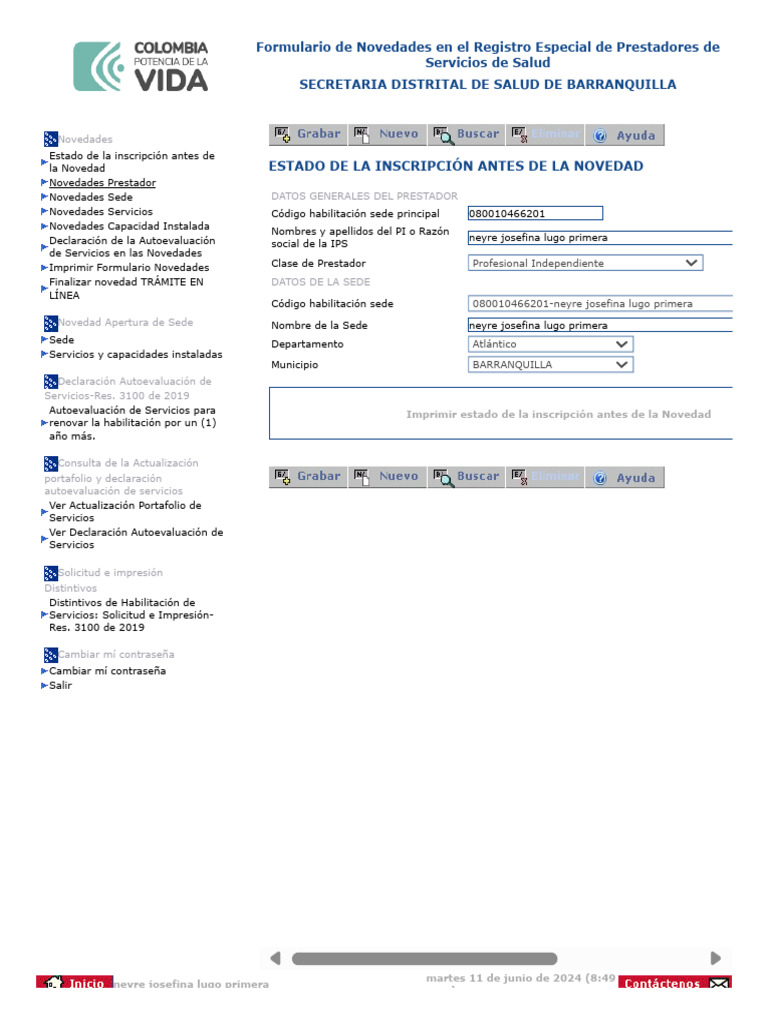 REPS - Registro Especial de Prestadores de Servicios de Salud | PDF