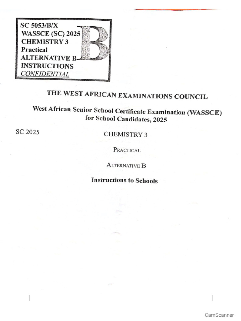 2025 WAEC Chemistry Practical Specimens For Alternative B | PDF