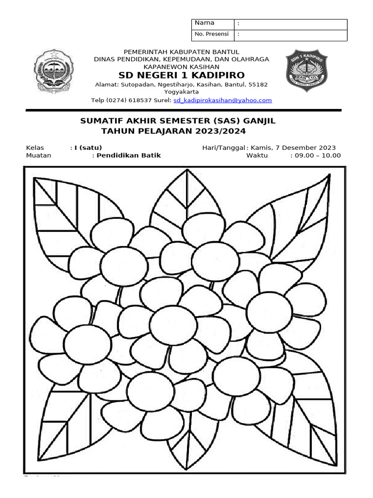 Soal Sas 1 Batik 2023 | PDF