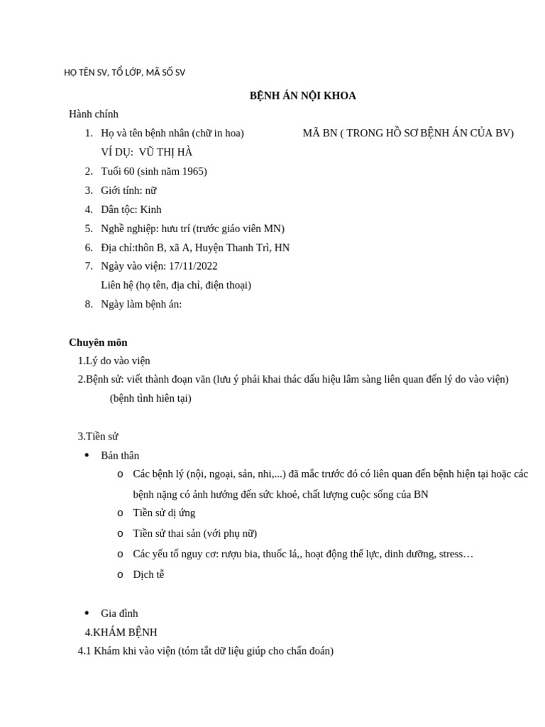 2025in - Form Benh An | PDF