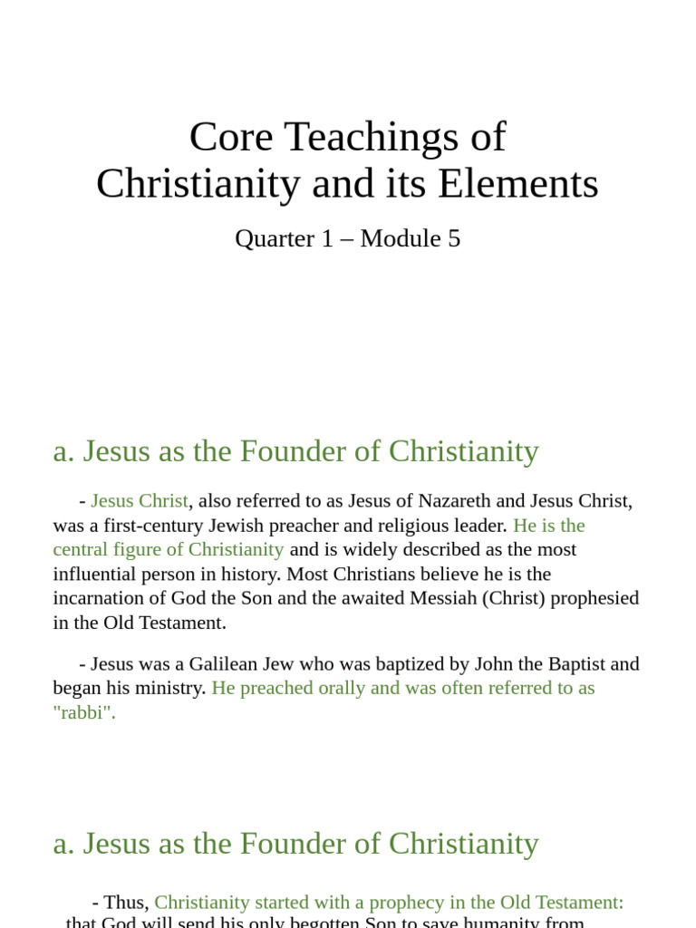 Core Teachings of Christianity Explained | PDF | Jesus | Resurrection ...