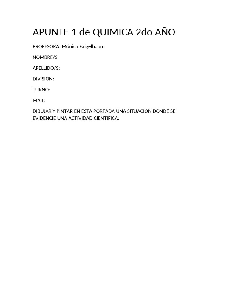 1 Portada Apunte 1 de Quimica 2do Año | PDF
