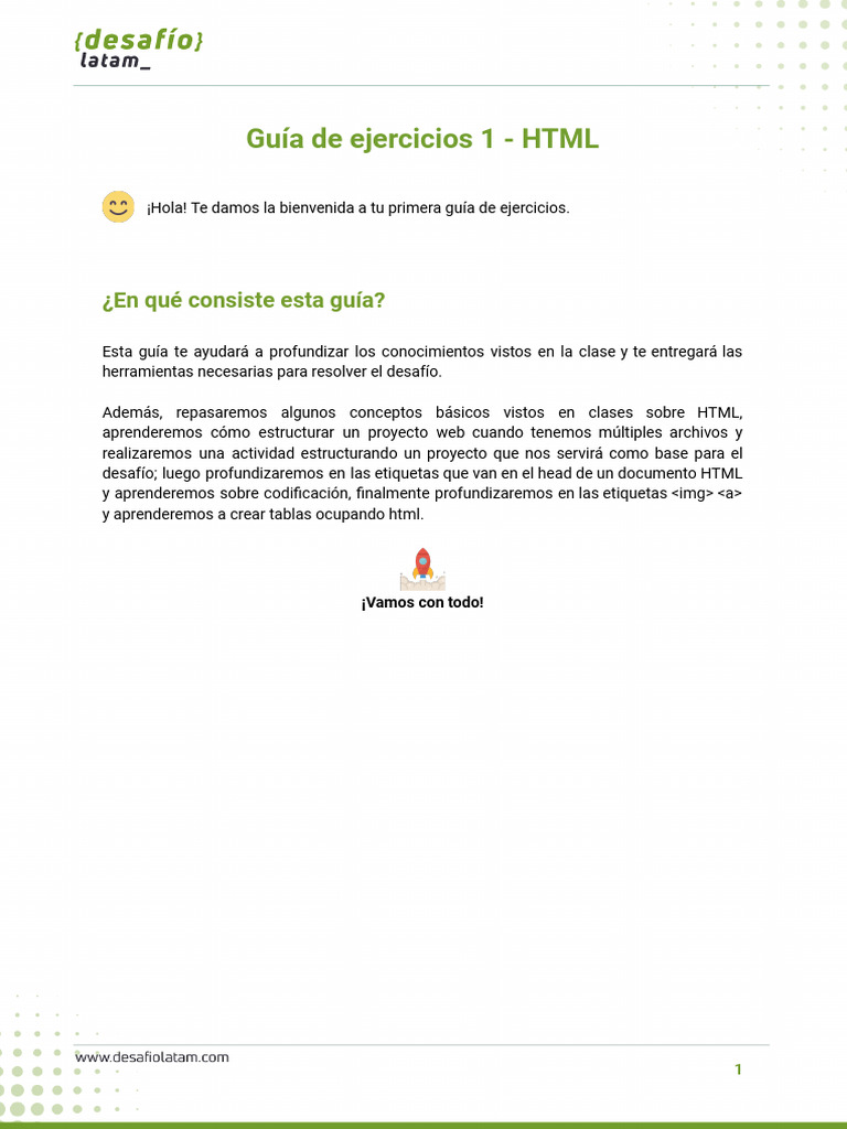 Guía de Ejercicios - HTML | PDF | HTML | Red mundial