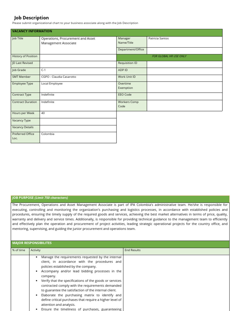 Operations, Procurement and Asset Management Associate 1 | PDF ...