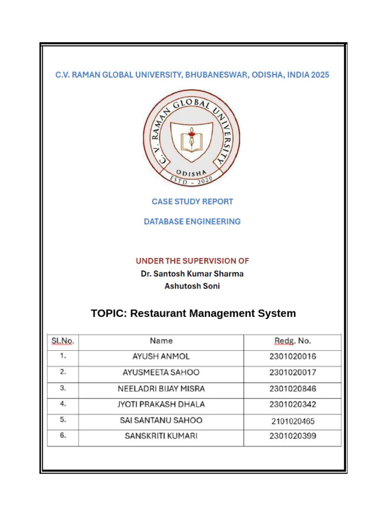 TOPIC - Restaurant Management System | PDF | Databases | Relational ...