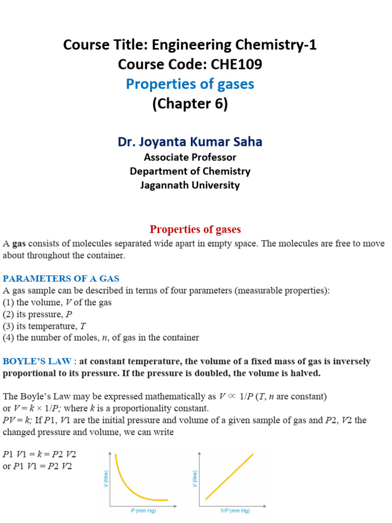 Properties of Gases in Chemistry | PDF