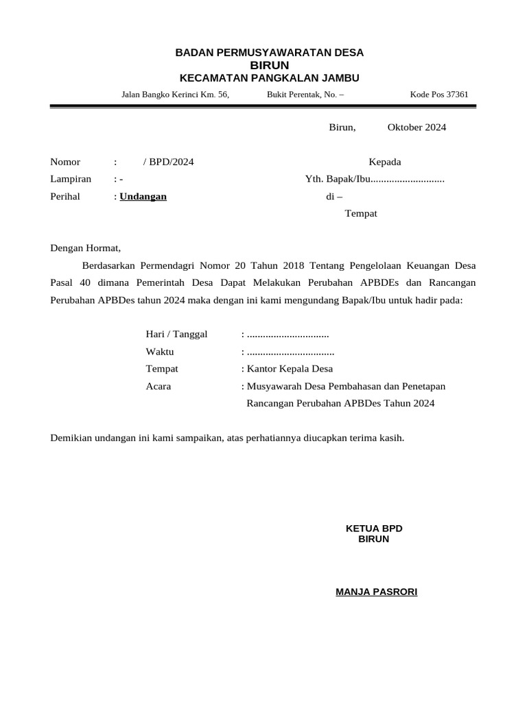 Undangan BPD | PDF