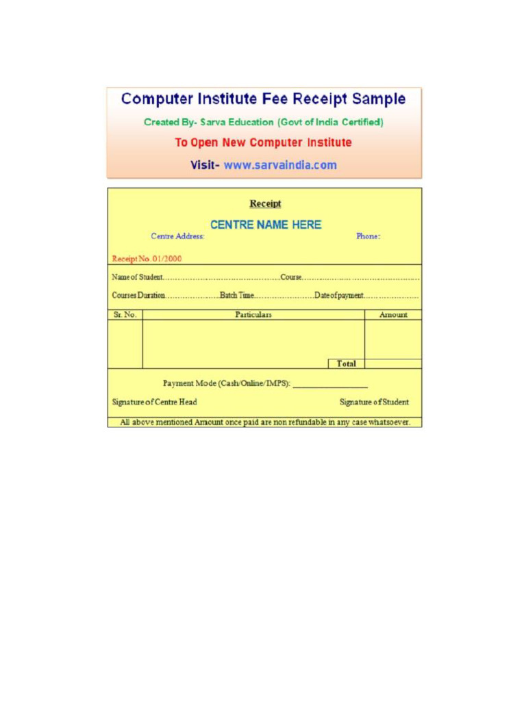 Fee Receipt Sample | PDF