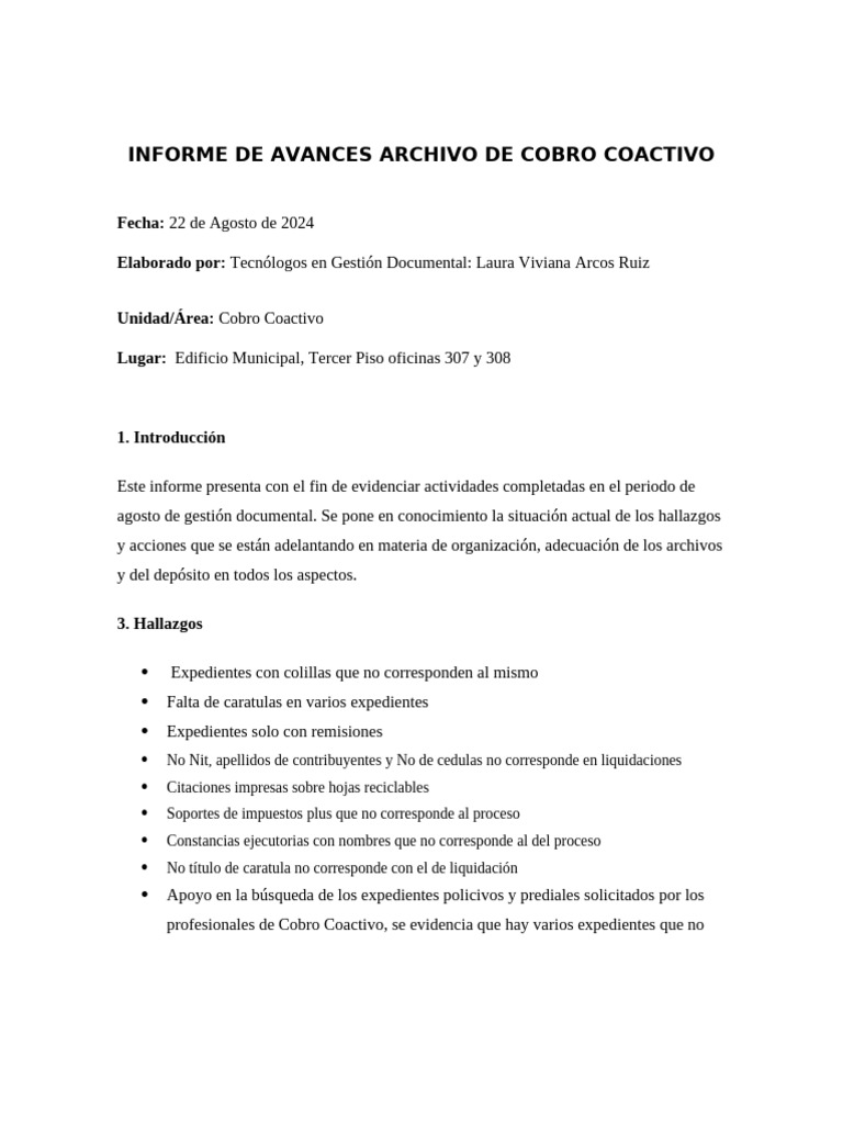 Informe Gestion Documental | PDF