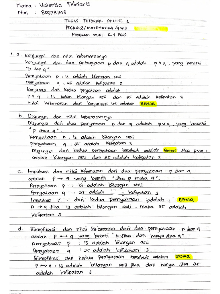 Tugas 1 Matematika | PDF