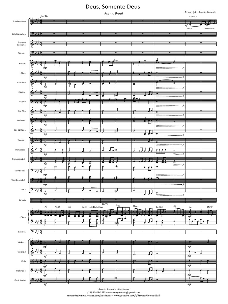 Deus, Somente Deus - Partitura completa | PDF | Musical Instruments ...