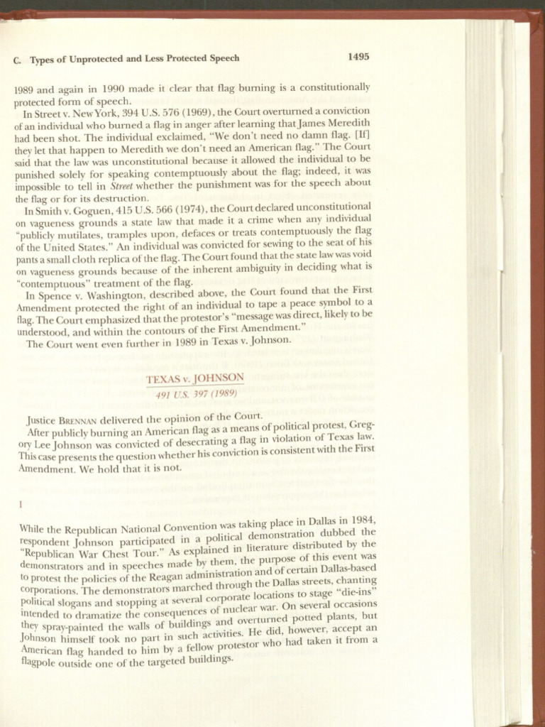 Texas v. Johnson (Constitutional Law (Individual Rights) ) | PDF