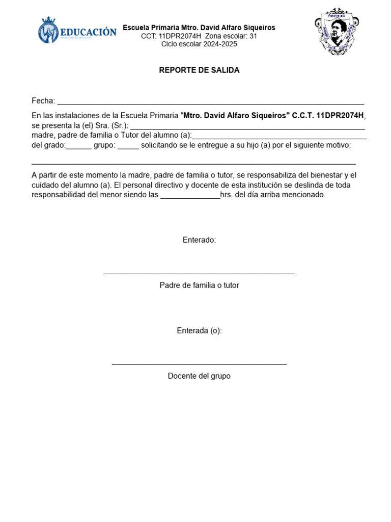 Reporte de Salida | PDF