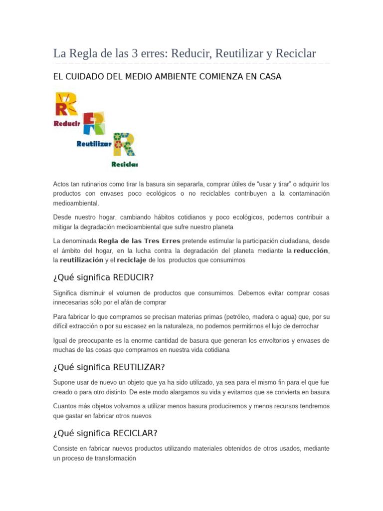 La Regla de Las 3 Erres 111 | PDF | Residuos | Reciclaje