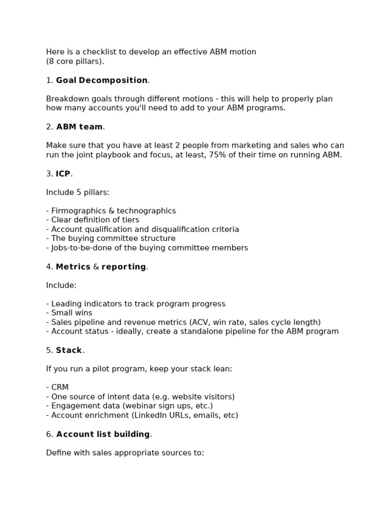 Here Is A Checklist To Develop An Effective ABM Motion | PDF