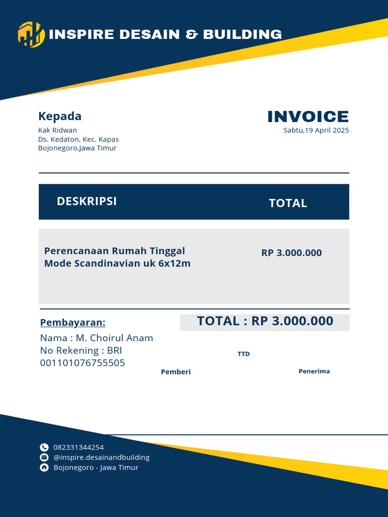 Invoice Desain Rumah Scandinavian | PDF