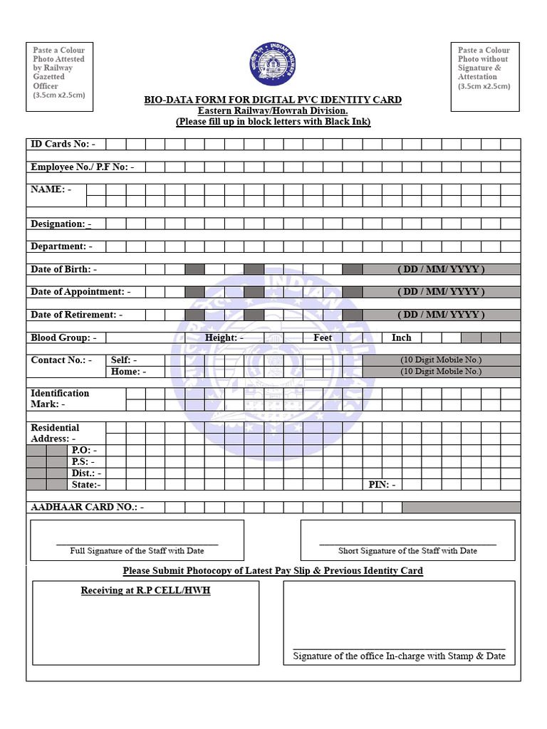 JR - PVC I Card Form | PDF