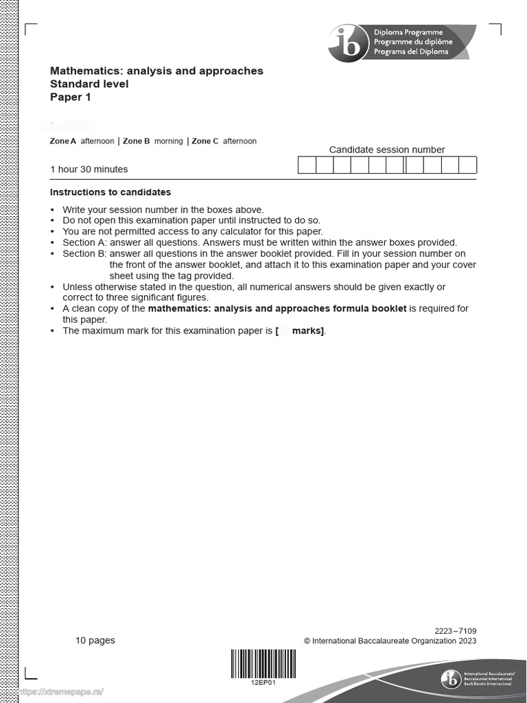 Mock Exam Set 1 Paper 1 Math AA SL_250115_152731 | PDF