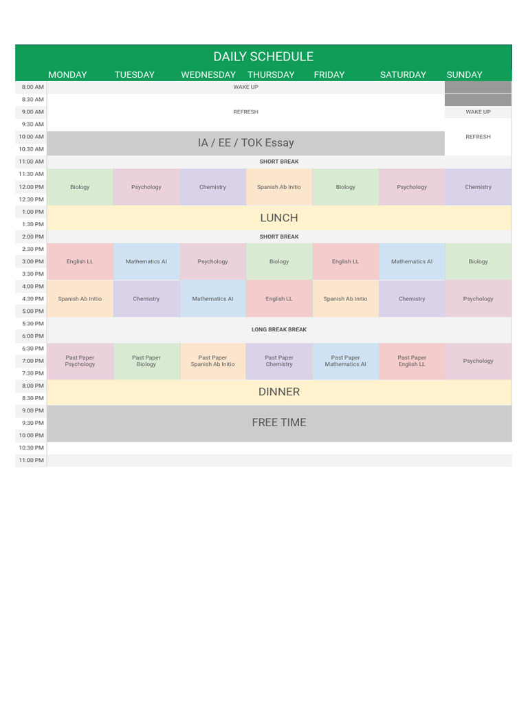 Schedule - Google Sheets | PDF