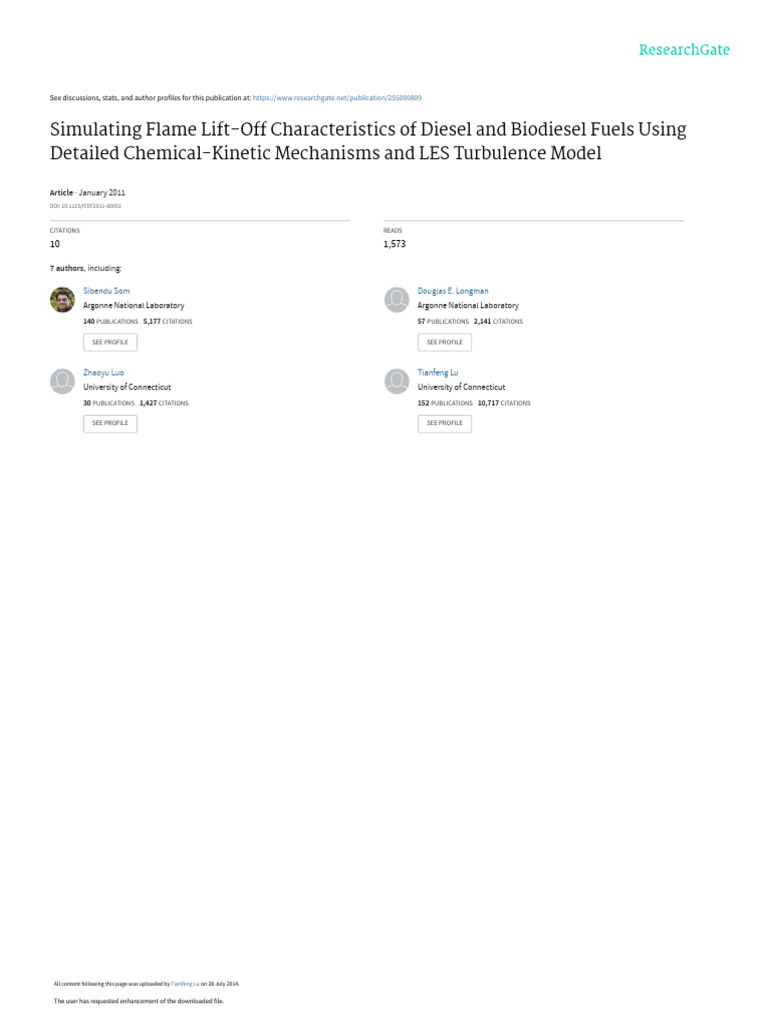 Simulating Flame Lift-Off Characteristics of Diese | PDF | Combustion ...