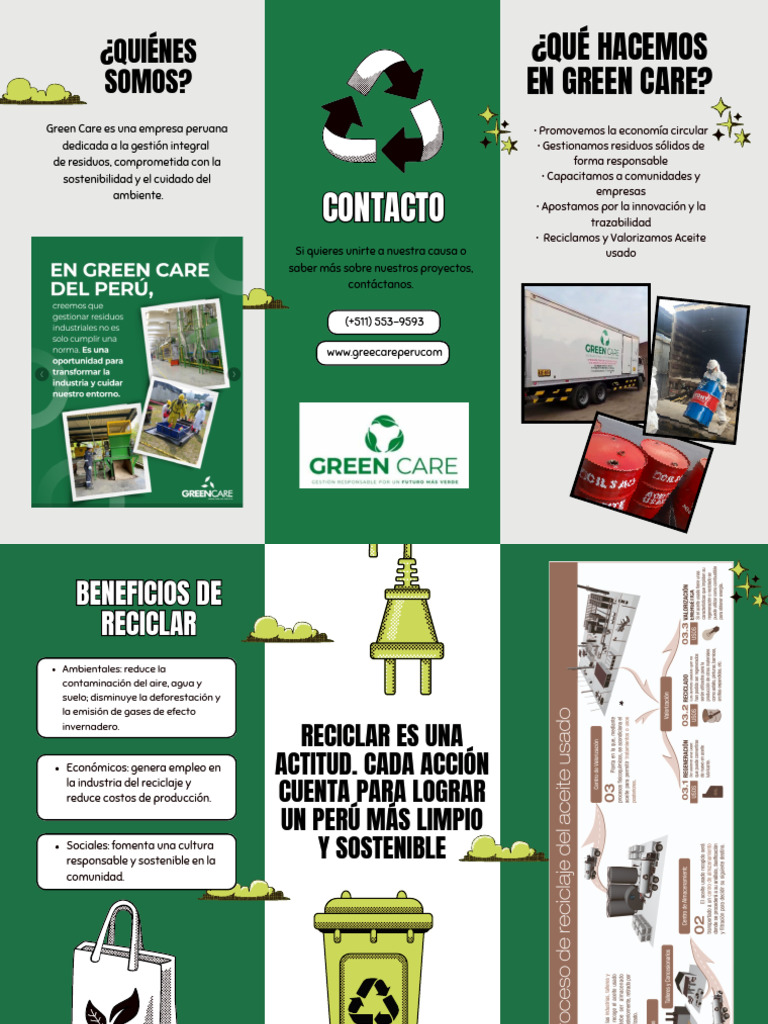 Brochure Tríptico Reciclaje Moderno Verde | PDF