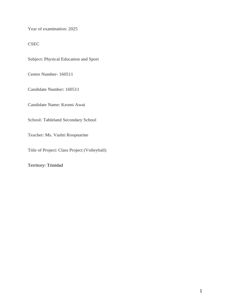 Physical Education and Sport Sba EDITED | PDF | Volleyball | Athletic ...