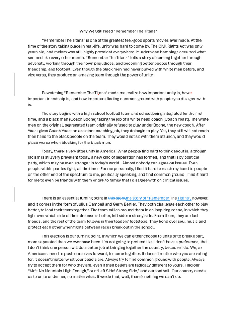 Why We Still Need Remember The Titans | PDF