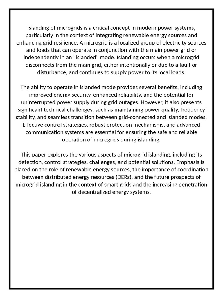 Microgrid Islanding: Benefits and Challenges | PDF | Distributed ...