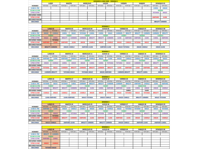 Horarios Junio 2025 | PDF