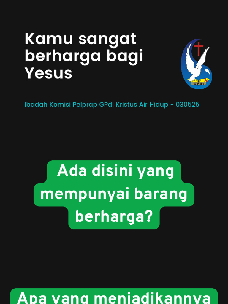 Materi Khotbah Ibadah Pelprap GPdI Kristus Air Hidup 030525 | PDF