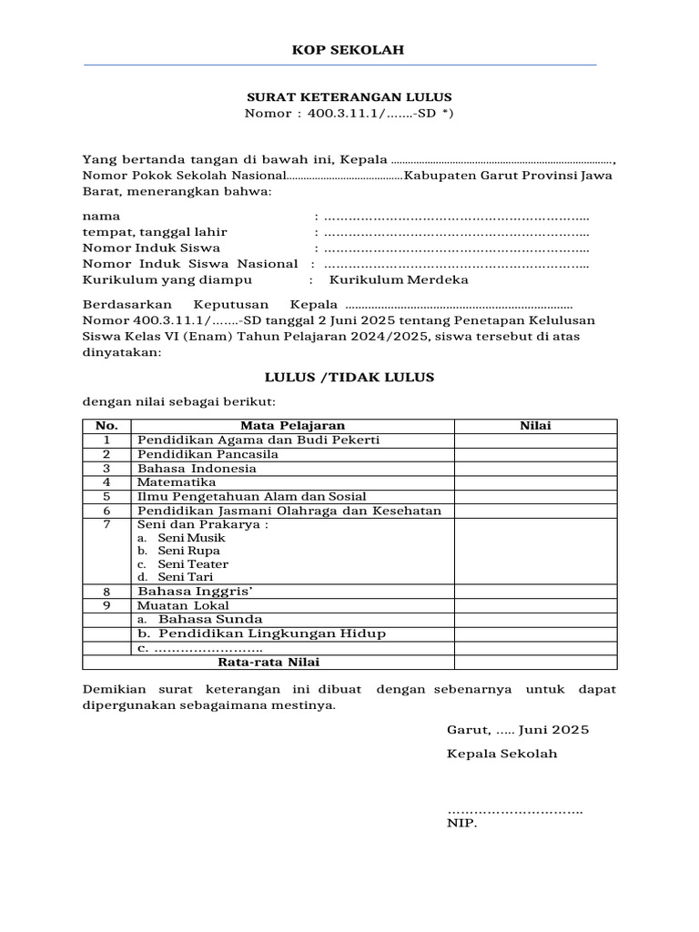 Contoh SKL Kurikulum Merdeka | PDF