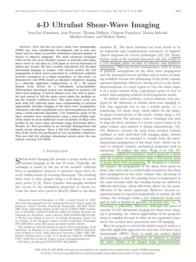 4-D Shear-Wave Imaging in Ultrasound | PDF | Medical Imaging | Waves