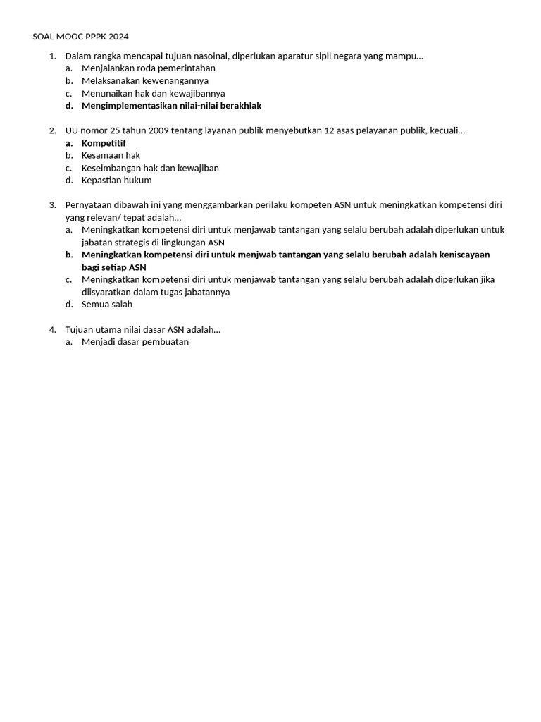 Soal Mooc PPPK 2024 | PDF