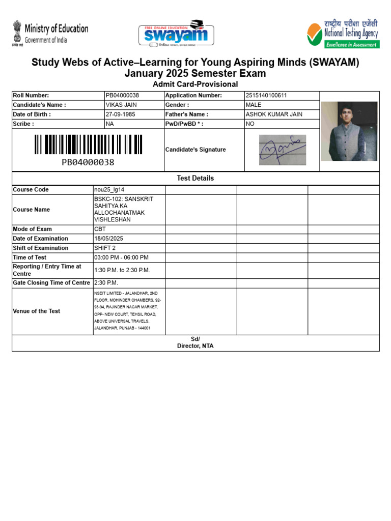 Swayam January 2025 Semester | PDF | Identity Document