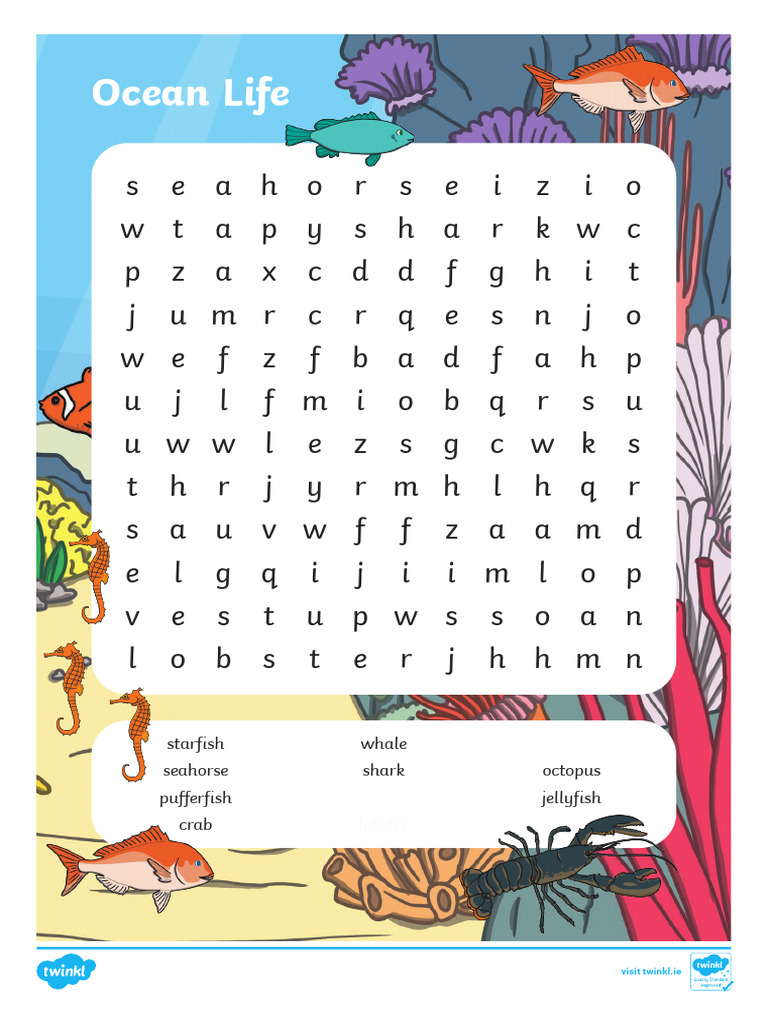 Ocean Life Wordsearch | PDF