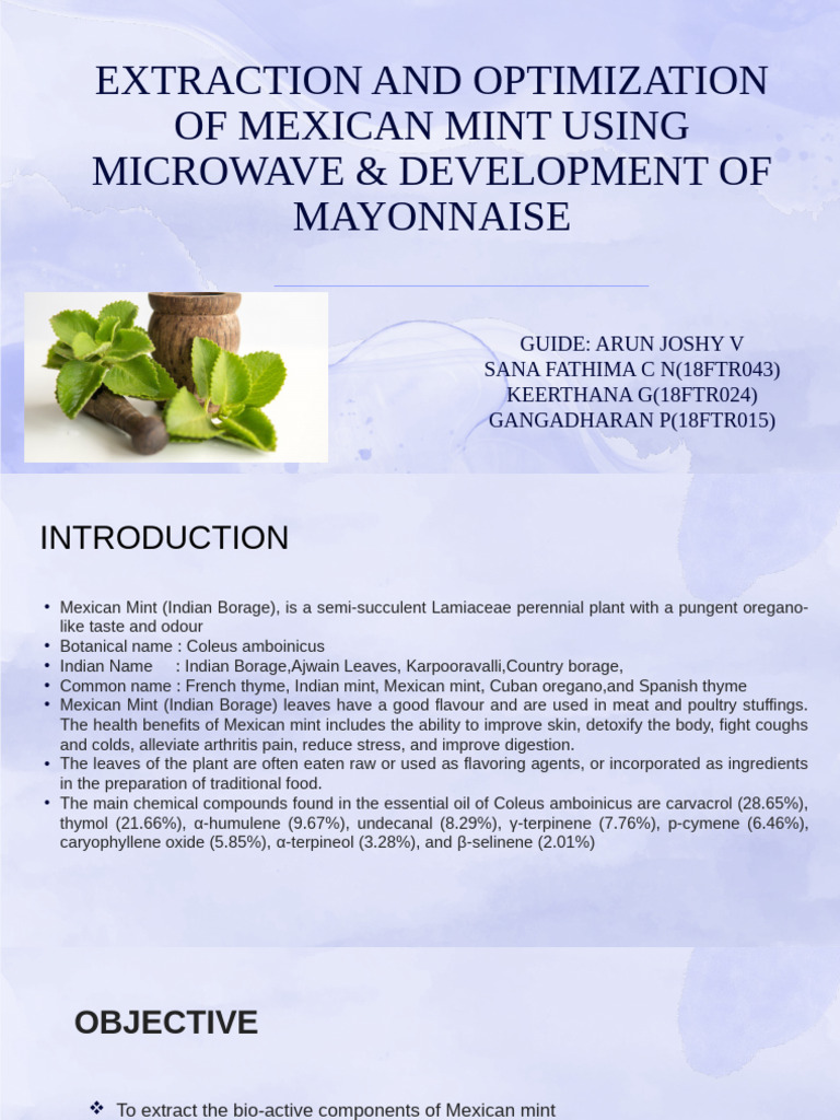 Mint Leaves Extraction (1) (1) (Autosaved) | PDF