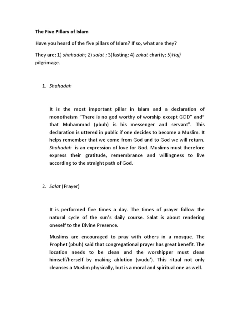 The Five Pillars of Islam | PDF | Hajj | Muhammad