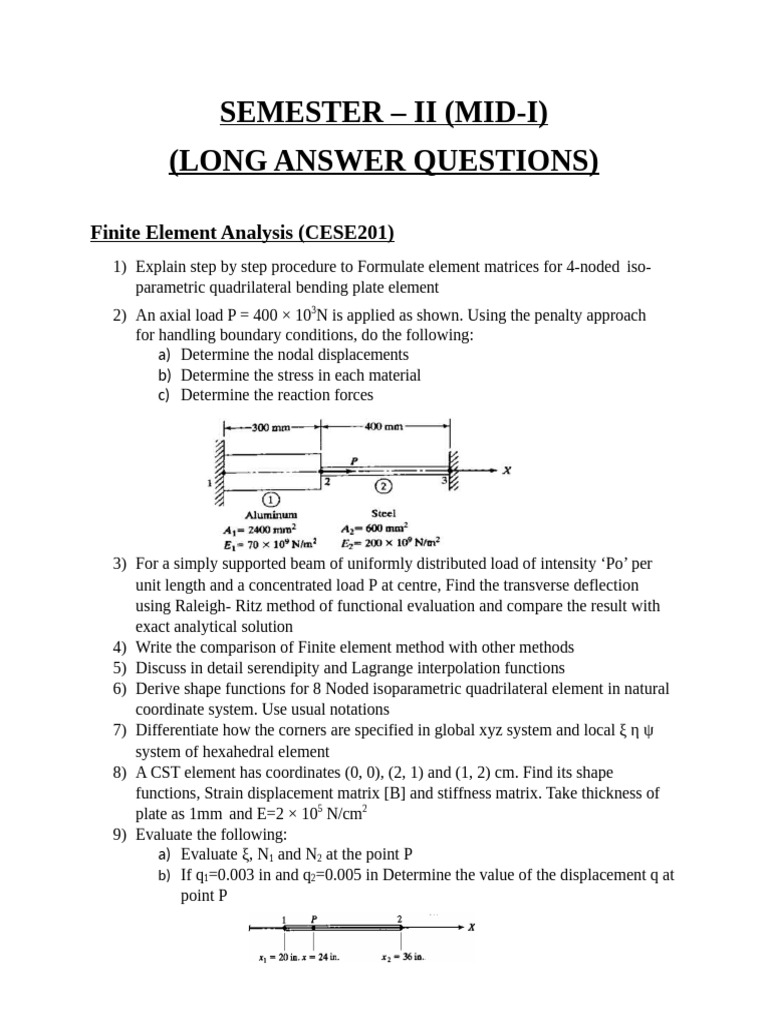 PG SE I SEM II Mid I Assignment Long Type | PDF | Oscillation | Damping