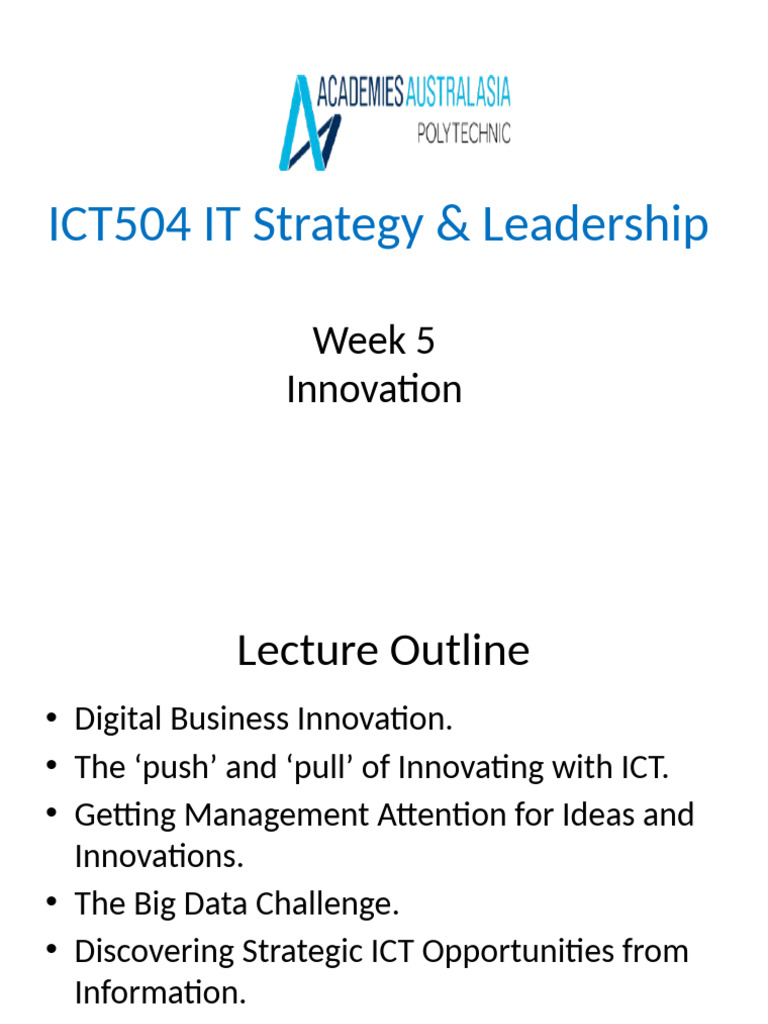 5 Week - ICT504 Lecture 5 | PDF | Innovation | Analytics