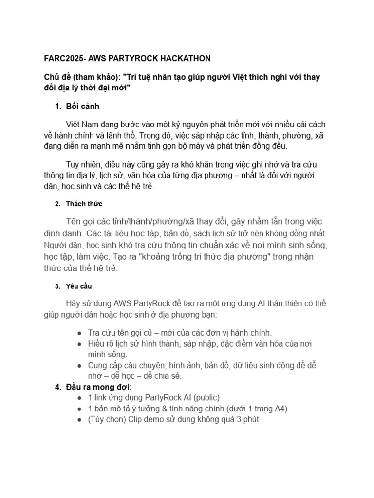 FARC2025- AWS PARTYROCK HACKATHON | PDF
