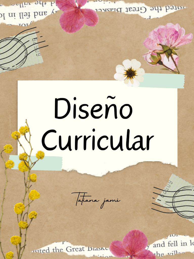 Documento A4 Portada Proyecto Creativo Floral Scrapbook Marrón y Rosa | PDF