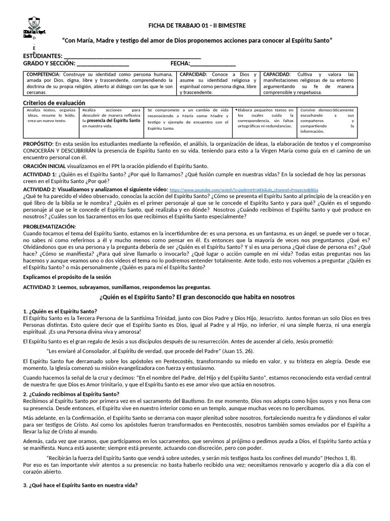 FICHA_DE_ACT_02-_II_BIM_4TO_SEC_REL | PDF | espíritu Santo | María, madre de Jesús