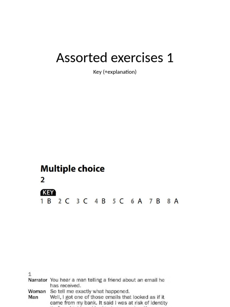 Assorted Exercises 1-Key | PDF