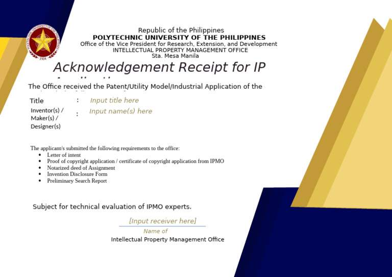 Acknowledgement For IP Applications | PDF
