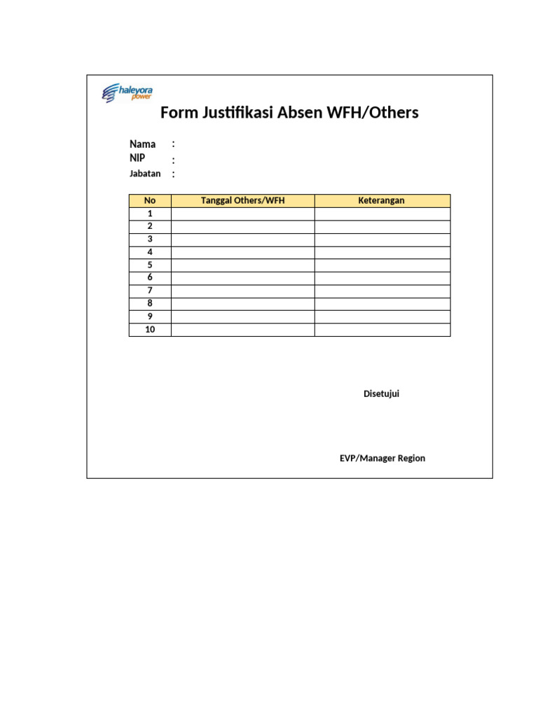 Form Justifikasi Absen WFH | PDF